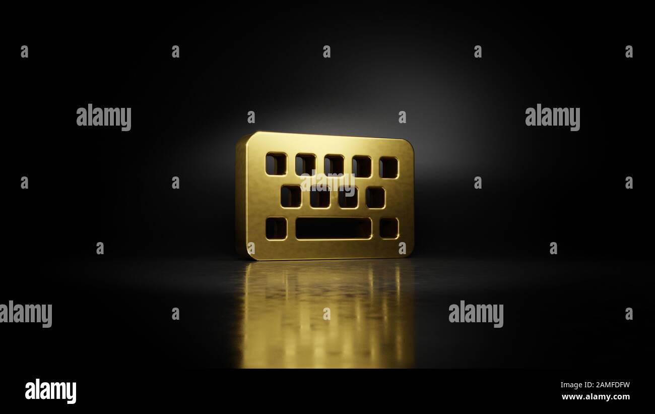 gold metal symbol of computer keyboard 3D rendering with blurry ...