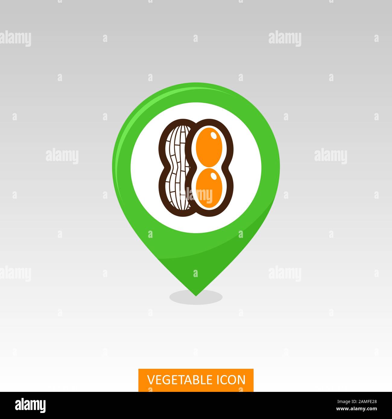 Peanut flat vector pin map icon. Map pointer. Map markers. Vegetable ...