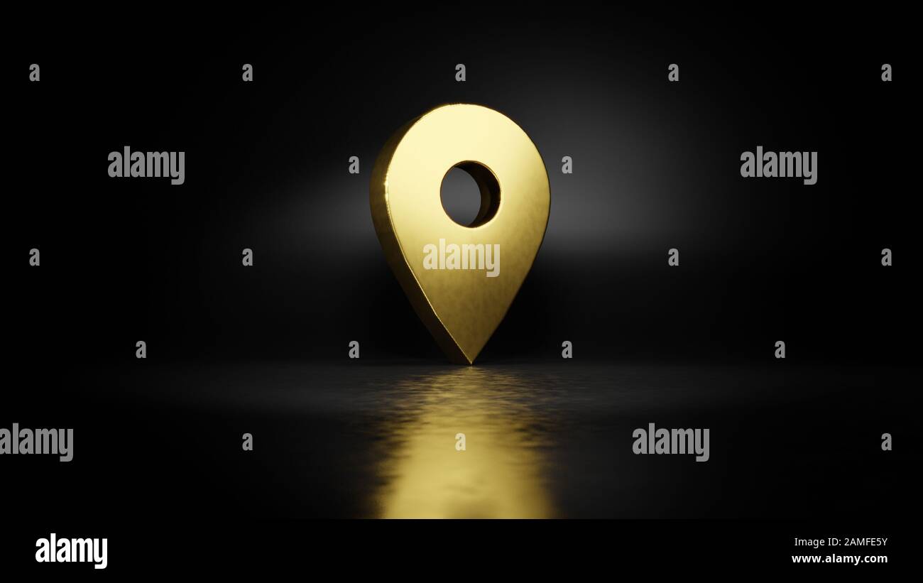 gold metal symbol of placeholder 3D rendering with blurry reflection on ...