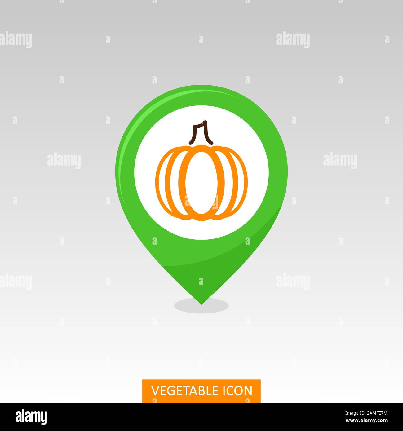 Pumpkin flat vector pin map icon. Map pointer. Map markers. Vegetable ...