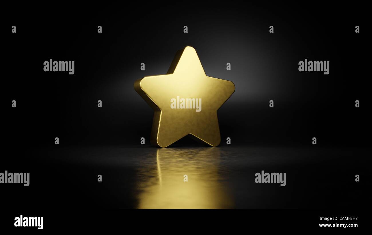 gold metal symbol of star with rounded points 3D rendering with blurry ...