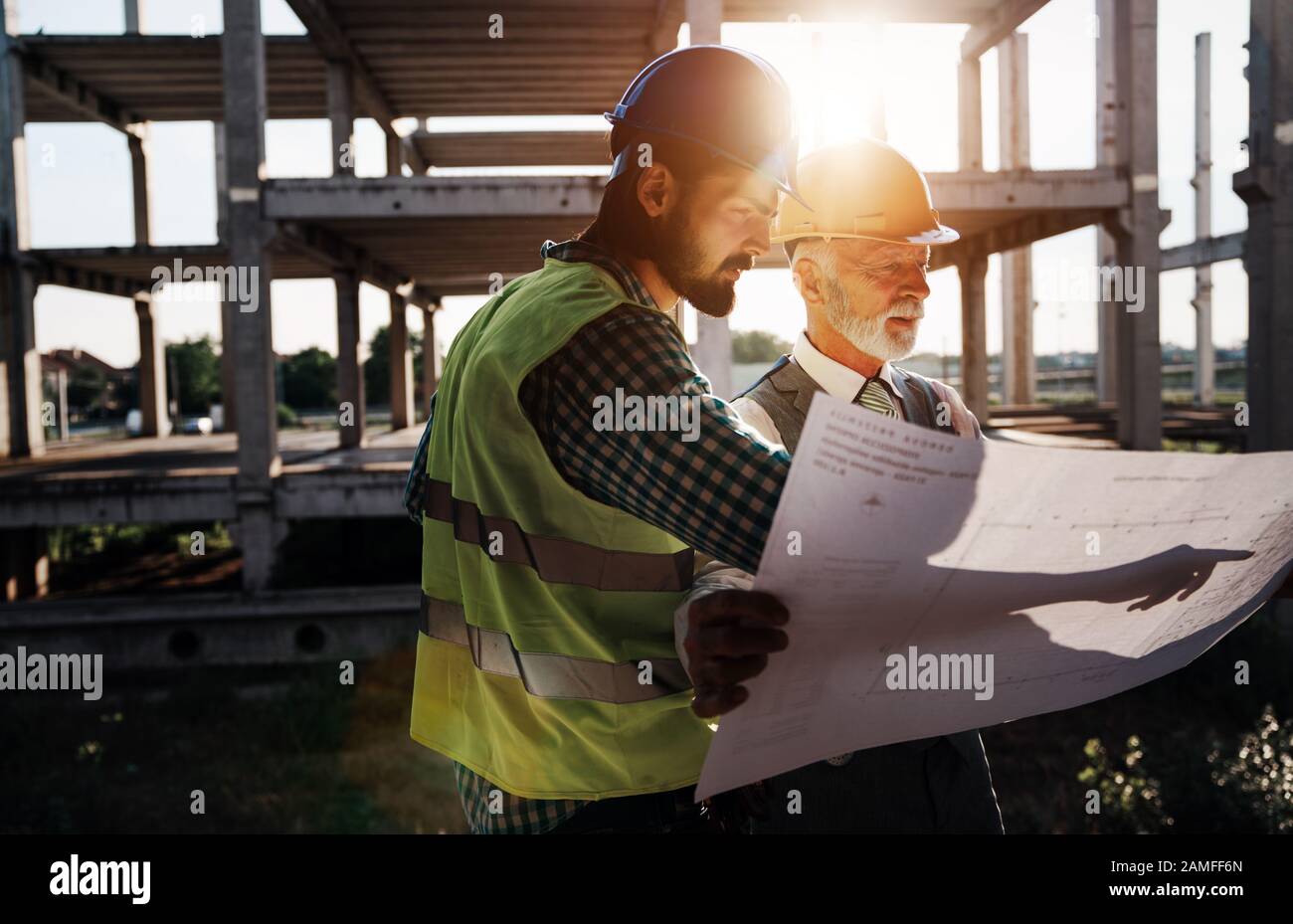 Picture of construction engineer working on building site Stock Photo ...