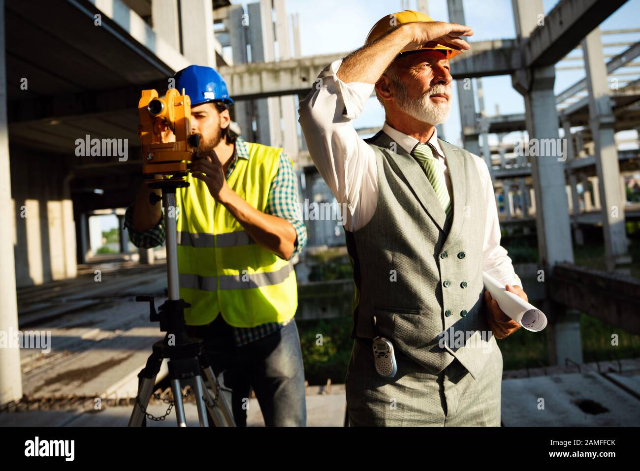 Picture of construction engineer working on building site Stock Photo ...