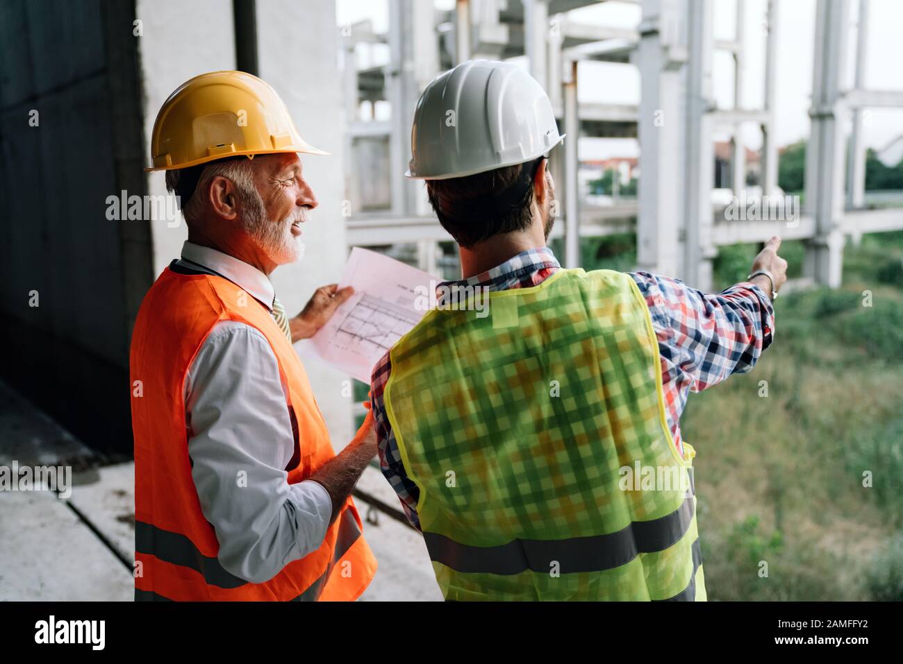 Picture of construction engineer working on building site Stock Photo ...