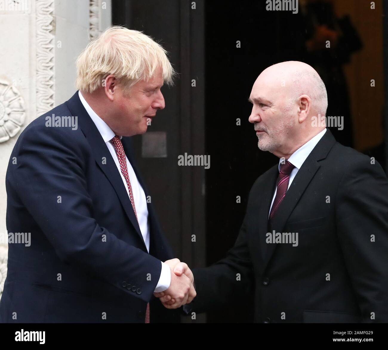 Prime Minister Boris Johnson (left) greets Speaker of the Northern ...