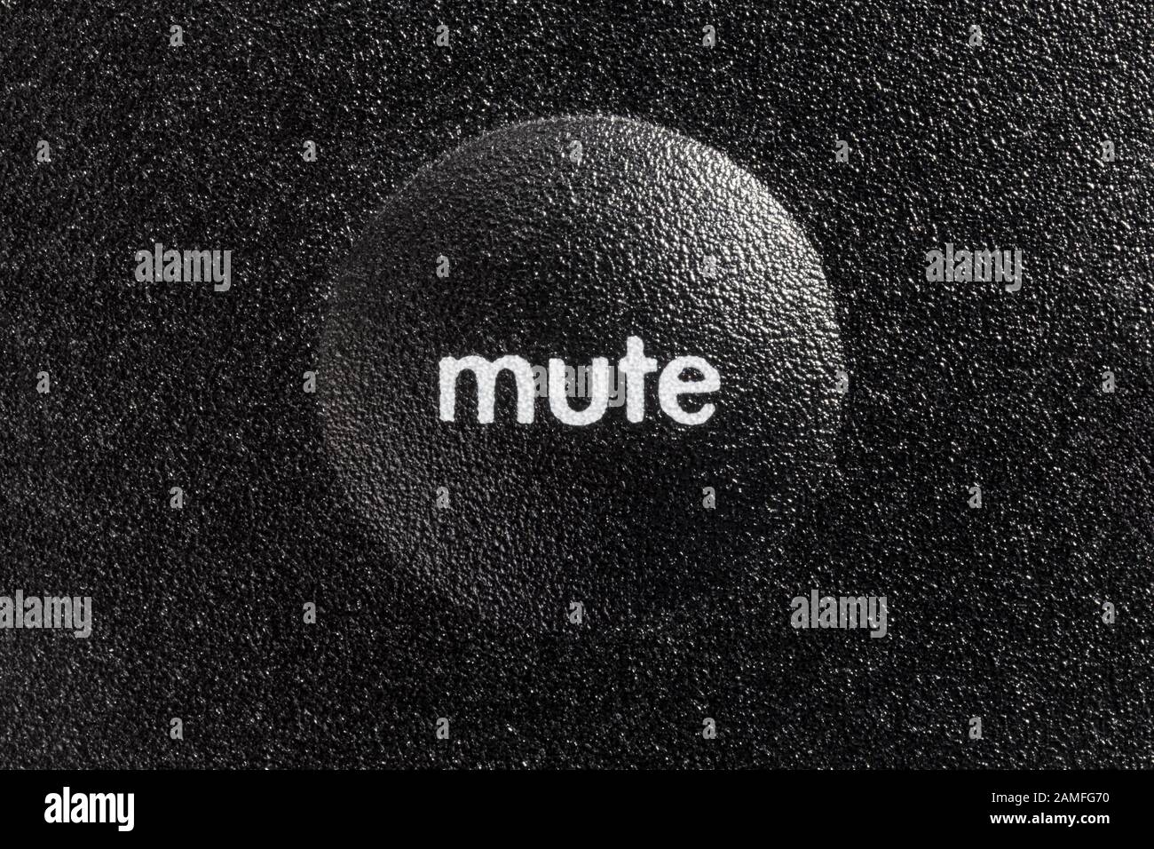 Macro close up photograph of mute button on audio controller Stock ...