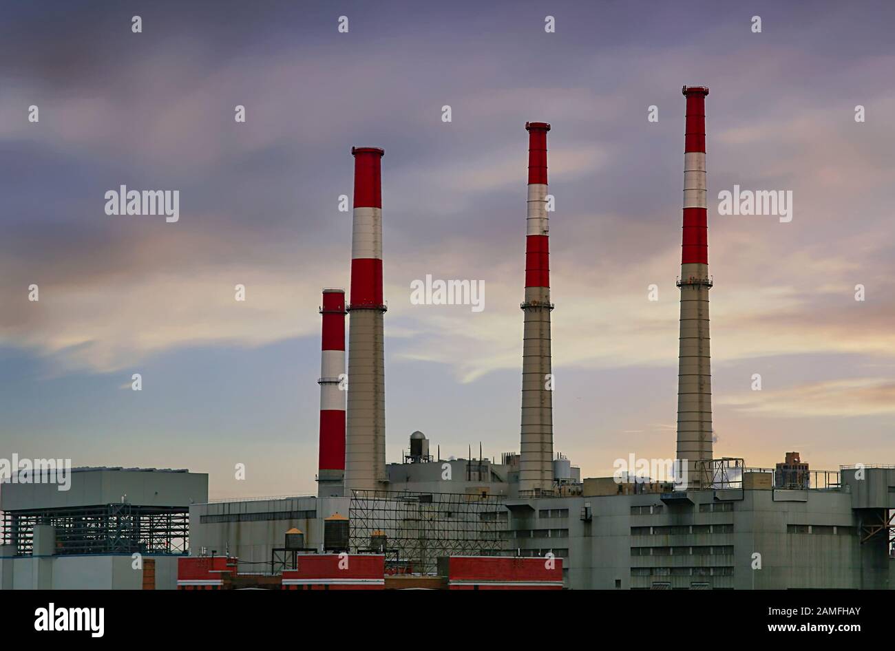 Smokestacks on Power Station Stock Photo - Alamy