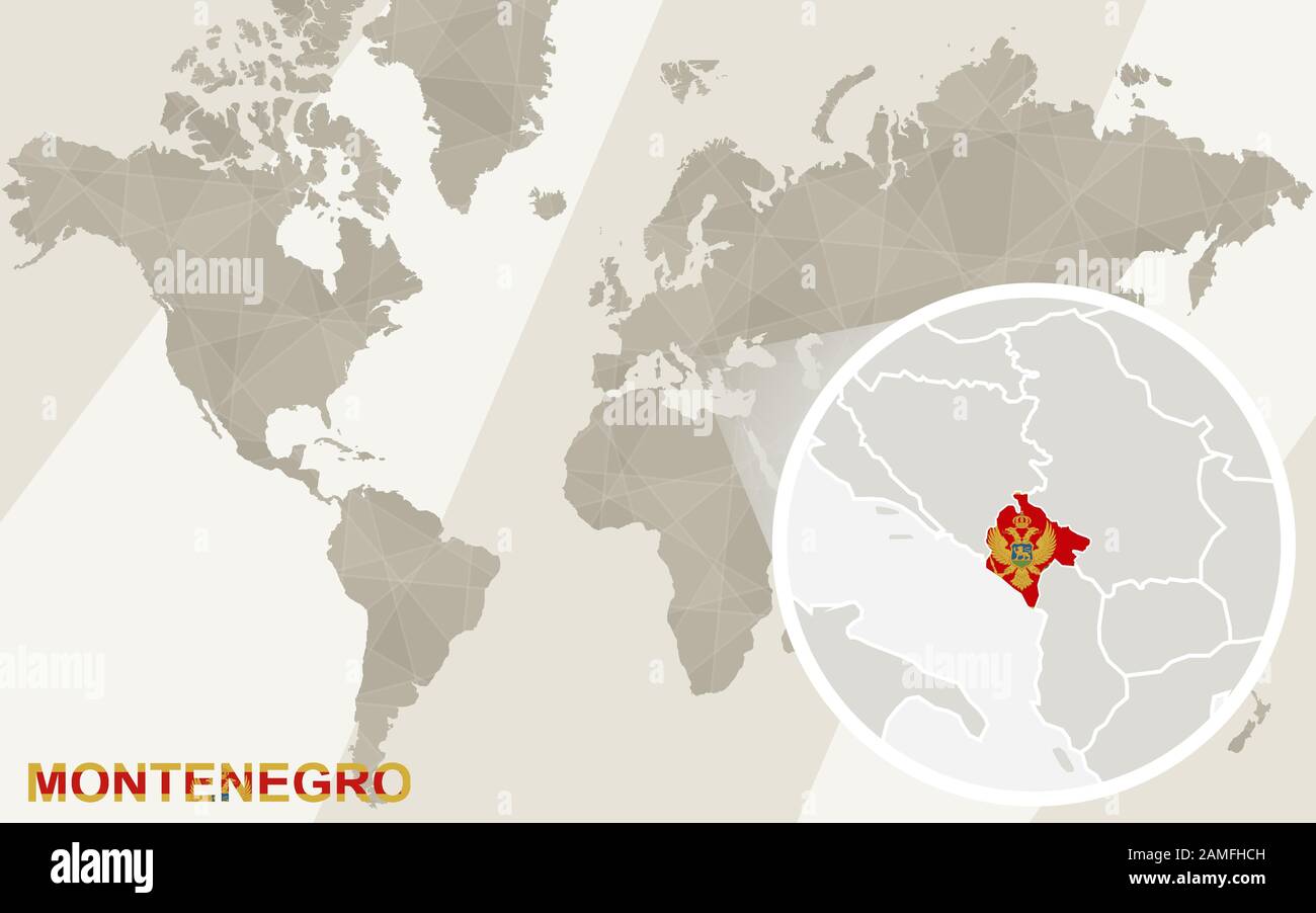 Zoom on Montenegro Map and Flag. World Map Stock Vector Image & Art - Alamy