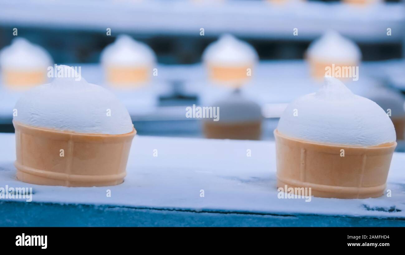 Ice cream automatic production line at modern food dairy fabric Stock ...