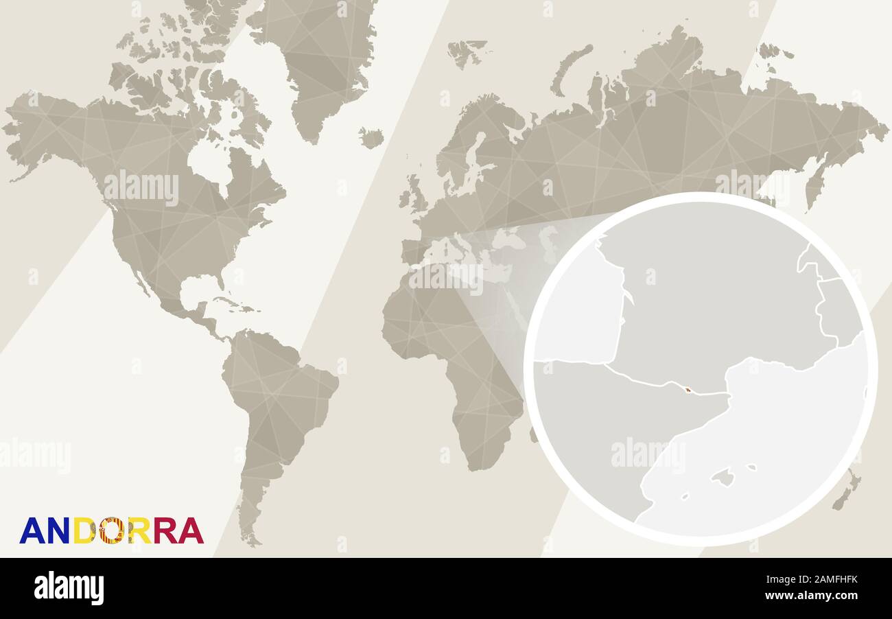 Zoom on Andorra Map and Flag. World Map Stock Vector Image & Art - Alamy