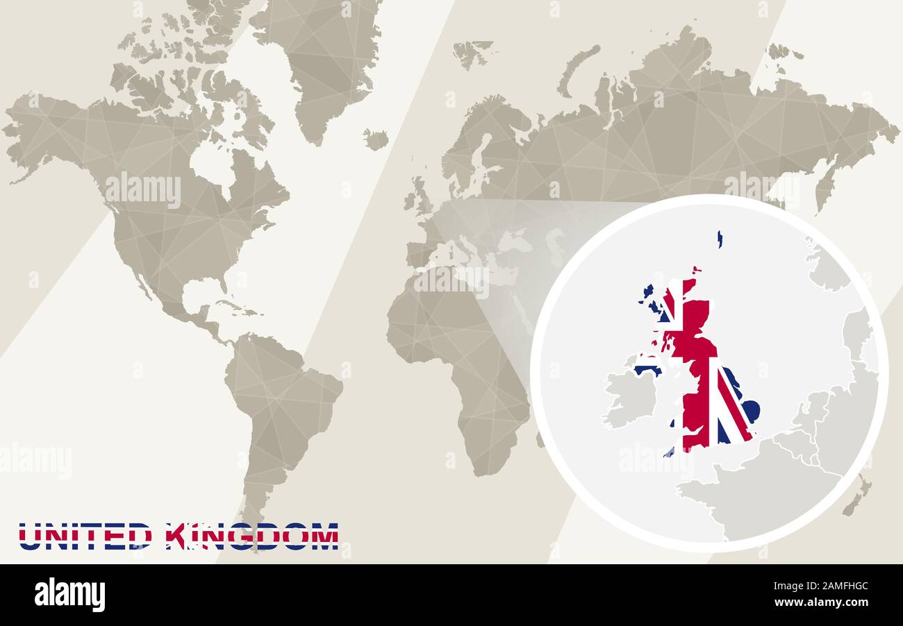 Zoom on United Kingdom Map and Flag. World Map Stock Vector Image & Art ...