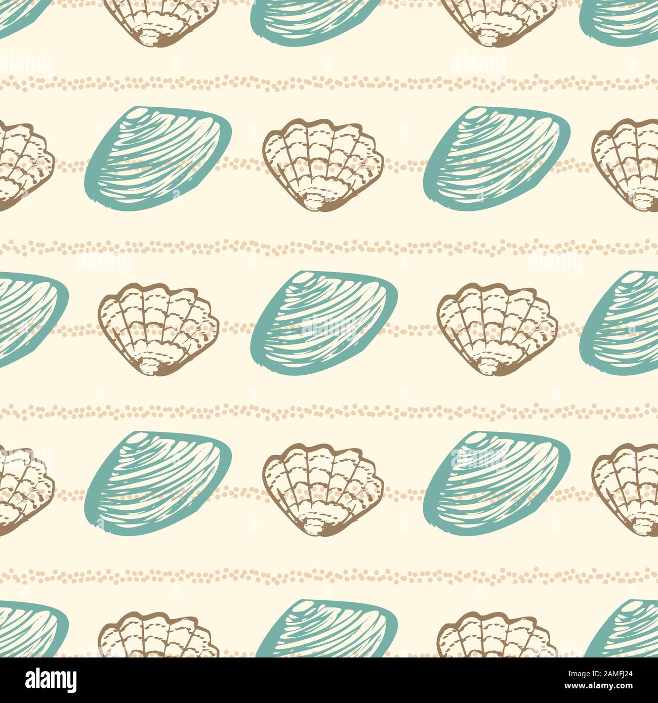 clams and oysters seamless vector striped pattern in calming light ...