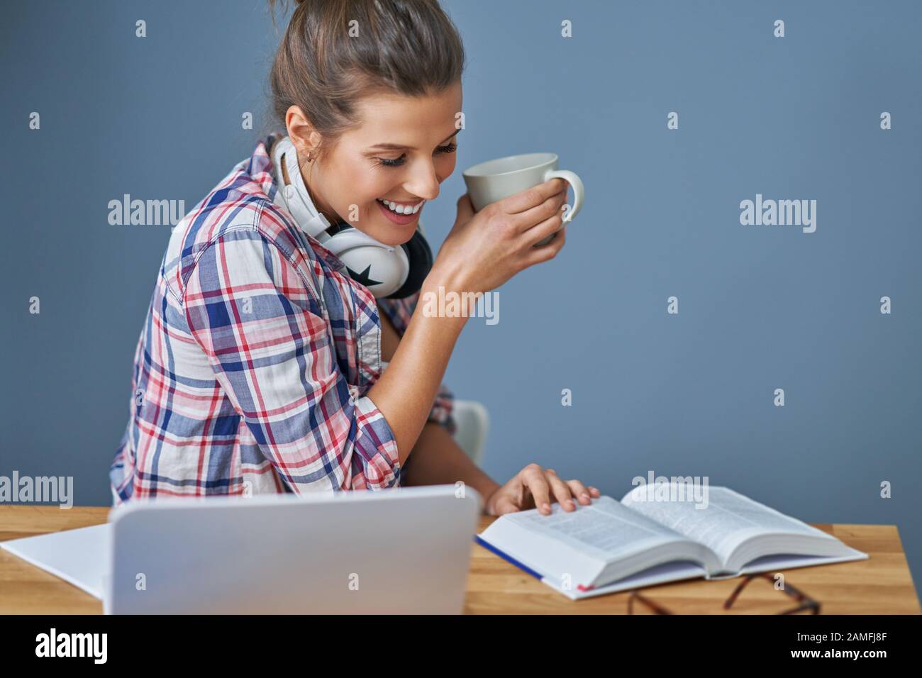 Female student learning at home Stock Photo - Alamy