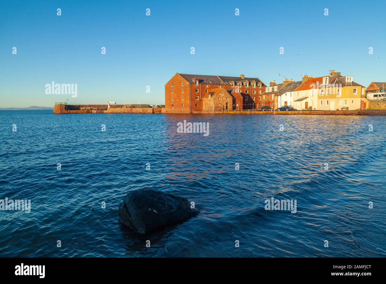 Looking across North Berwick beach to the harbour, North Berwick ...