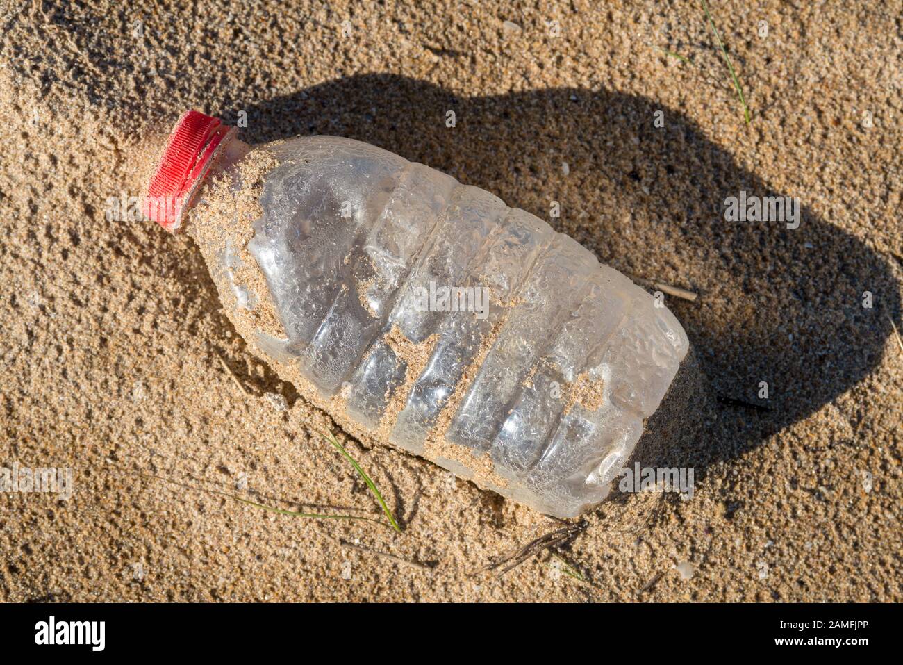 Plastic trashes on the beautiful sandy beach Stock Photo - Alamy