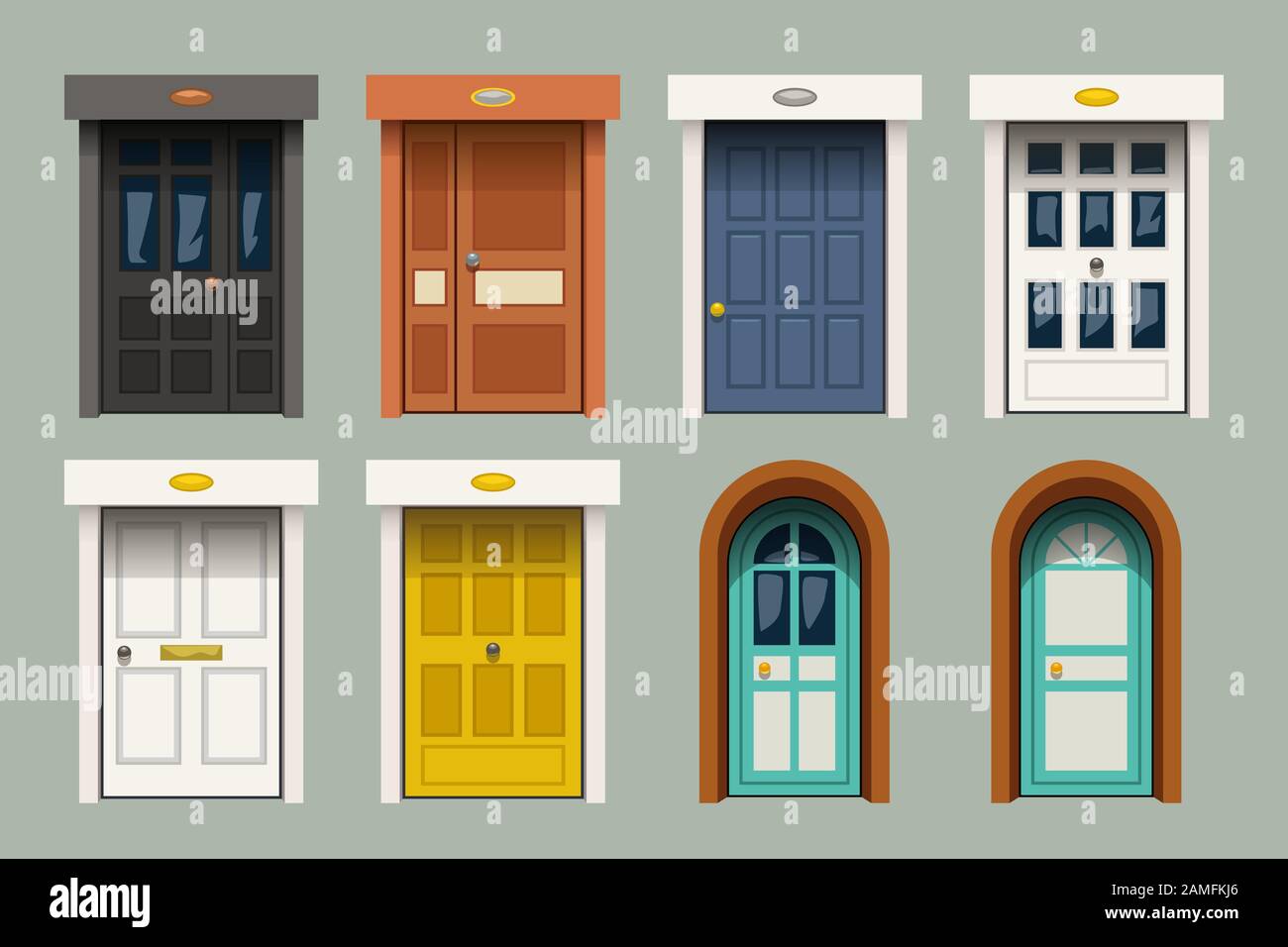 Old entry doors Stock Vector Images - Alamy
