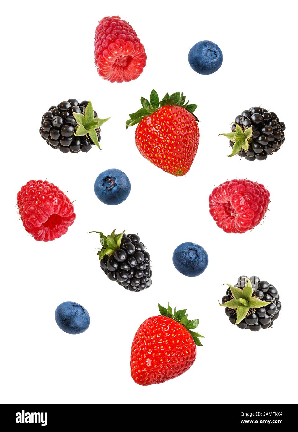 Collection of fresh berries isolated on white background Stock Photo ...