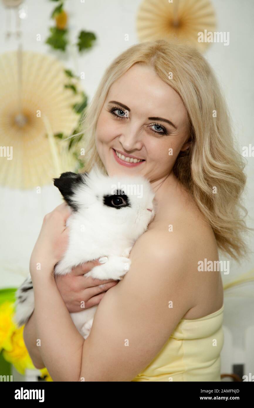 Portrait blond little girl bunny hi-res stock photography and images ...