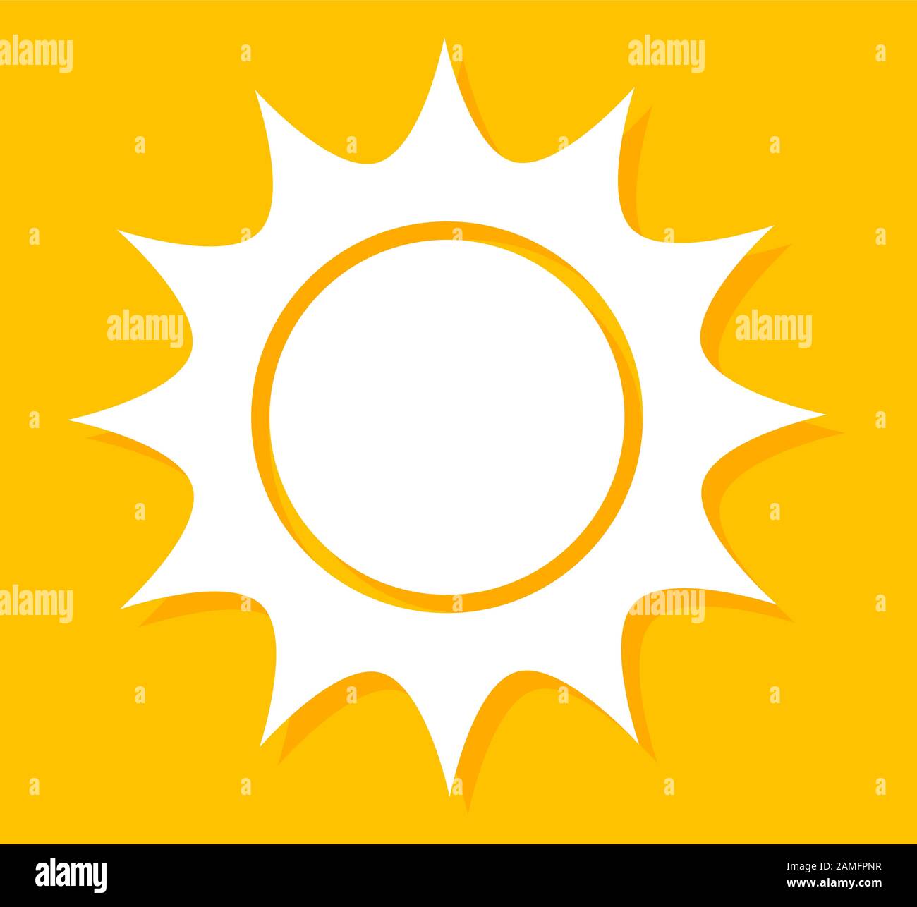 White sun shape on orange background. Vector illustration Stock Vector ...