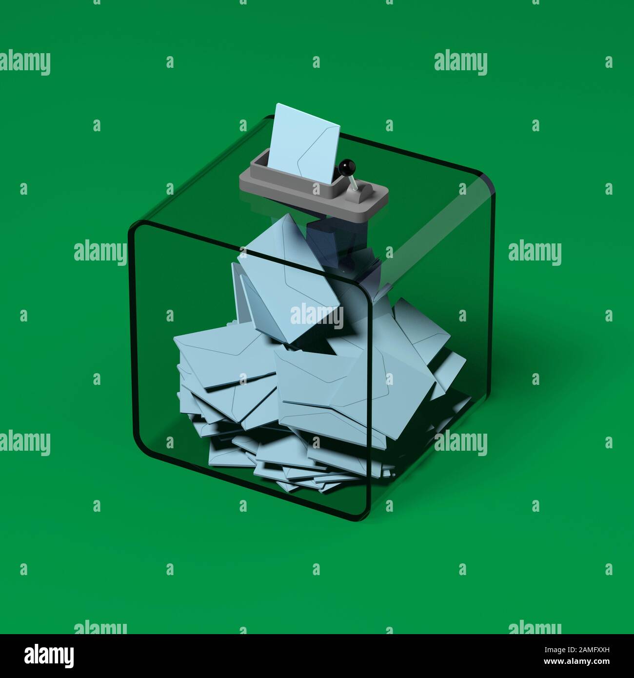 ballot box on green background Stock Photo - Alamy