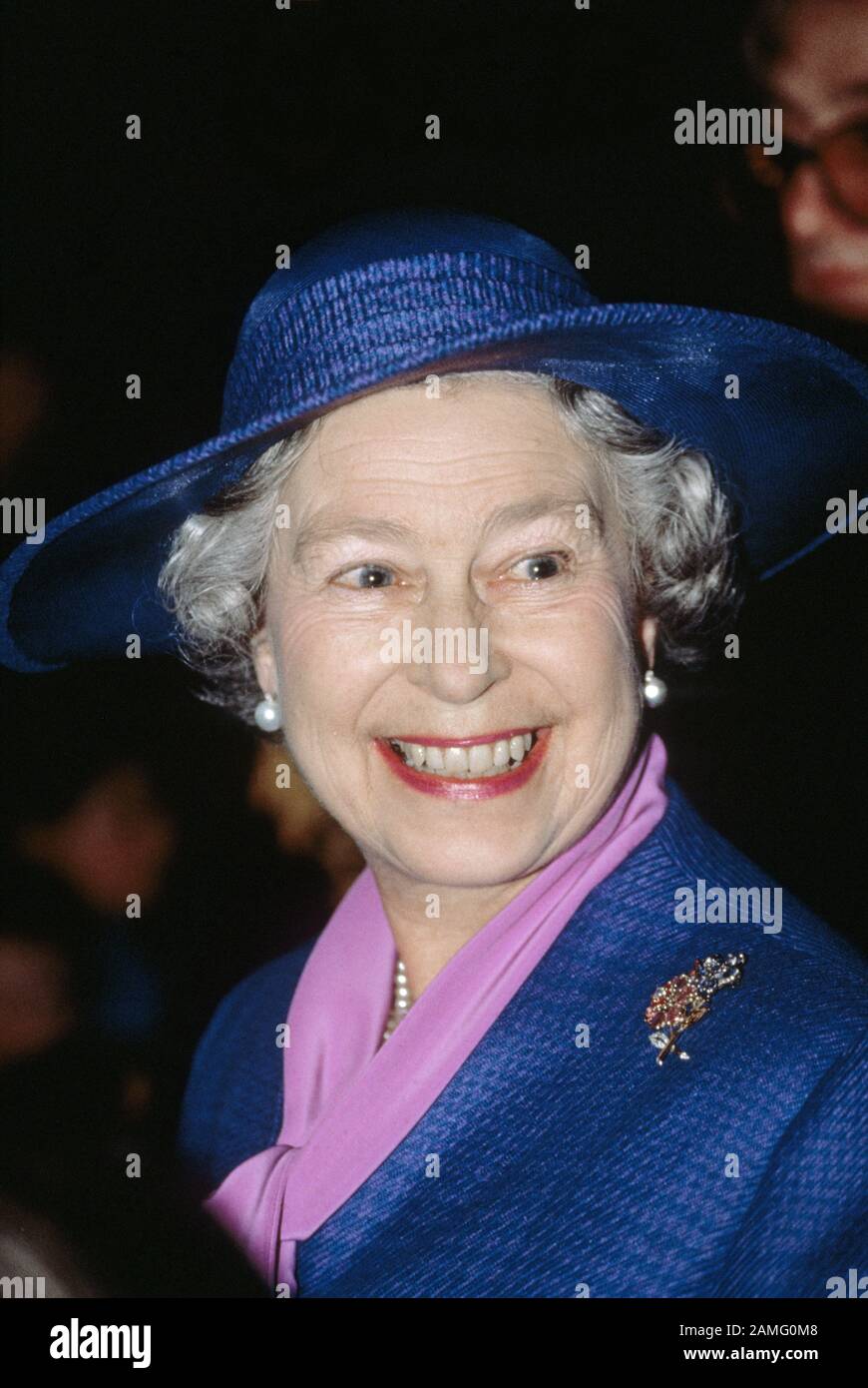 Queen elizabeth ii in the throne room of buckingham palace hi-res stock ...