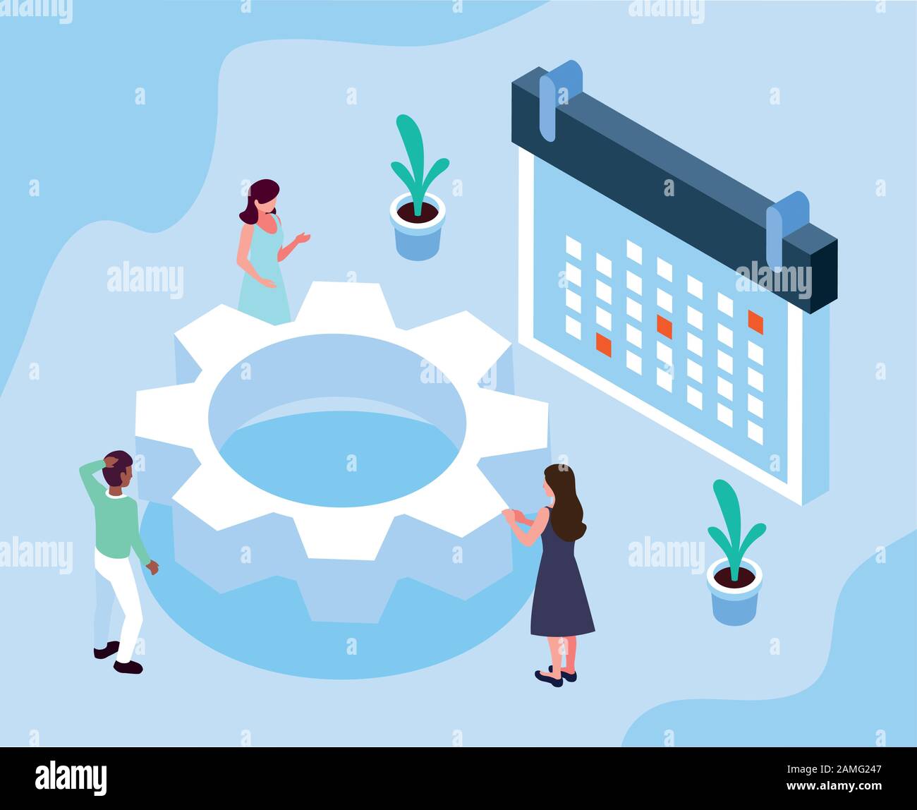 group of people working and planning their business vector illustration ...