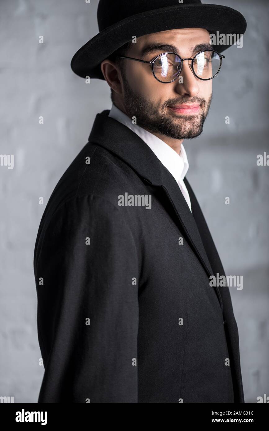 handsome jewish man in glasses looking at camera Stock Photo - Alamy