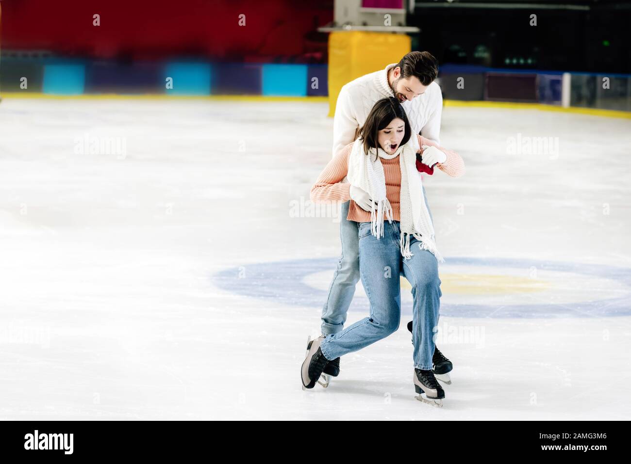 Caucasian man falling ice skating hi-res stock photography and images ...