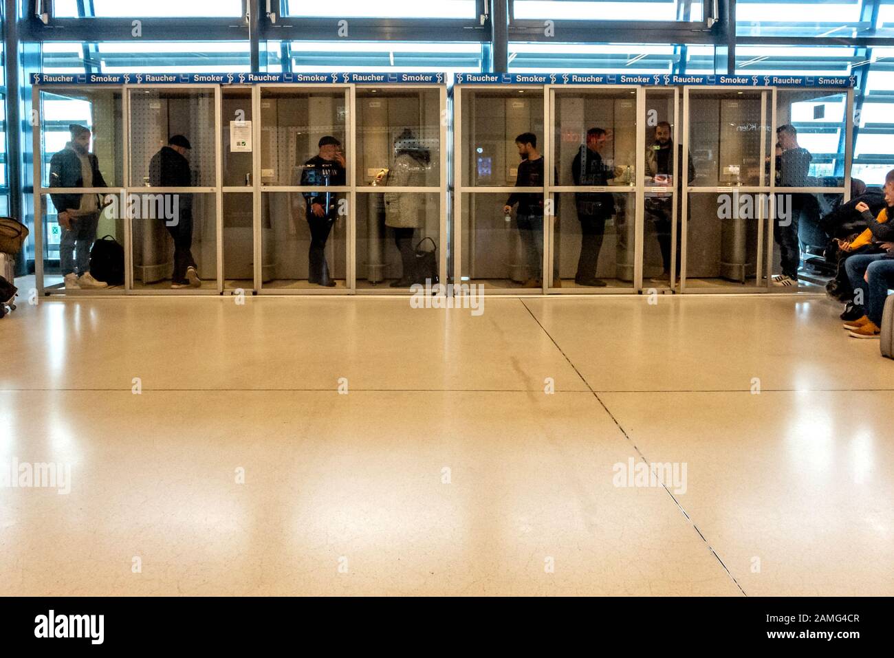 Smoking booths at Vienna Airport in Austria Stock Photo - Alamy