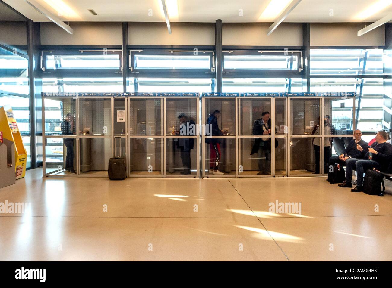 Smoking booths at Vienna Airport in Austria Stock Photo - Alamy