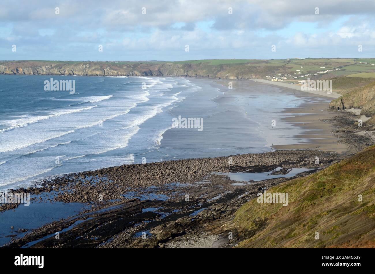 Newgale Sands Beach from Pembrokeshire Coast National Park one of ...