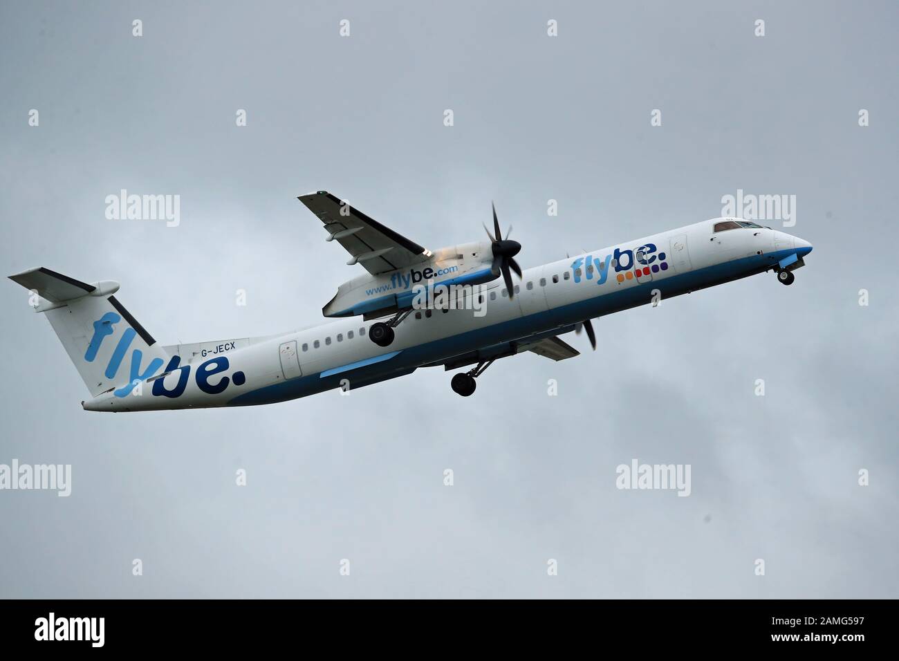 A flybe flight departs from manchester airport hi-res stock photography ...
