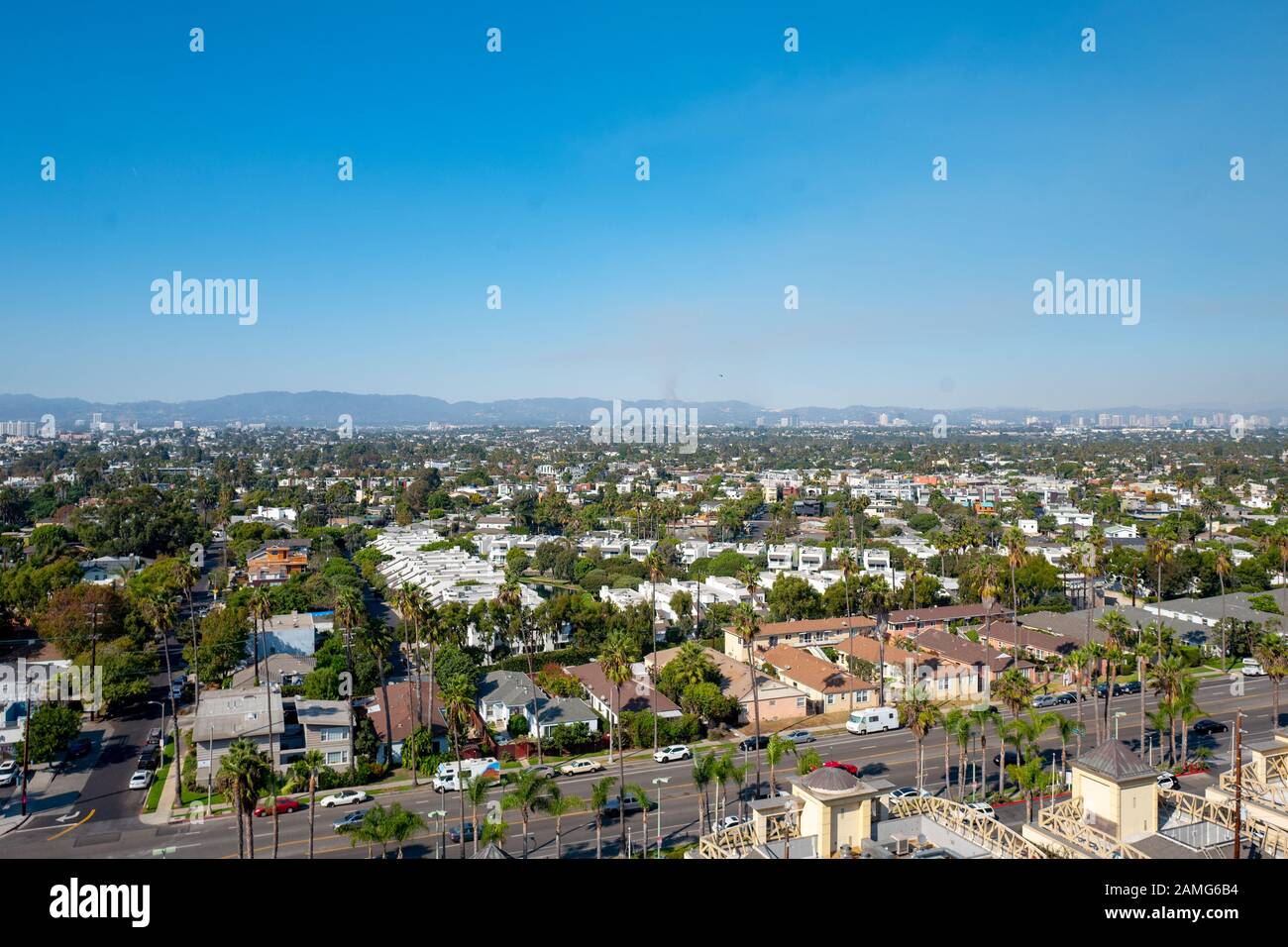 Aerial view of the urban skyline of Los Angeles, California, October 28 ...