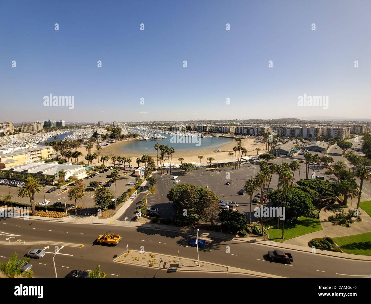 Aerial view of Marina Del Rey, Los Angeles, California, wide angle ...