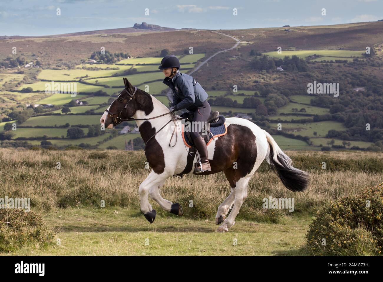 Horse Riding on Dartmoor Stock Photo - Alamy