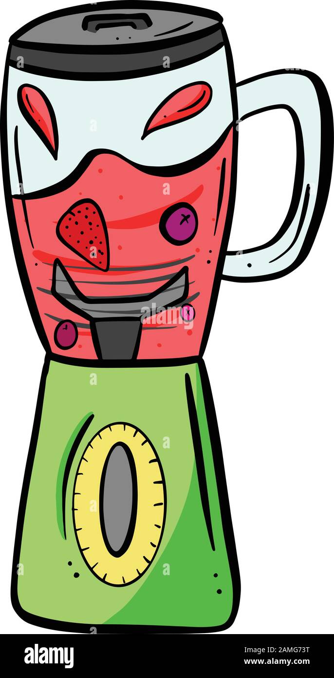 Fresh Fruit Blender Juicer Machine Appliance Cartoon Illustration Stock ...