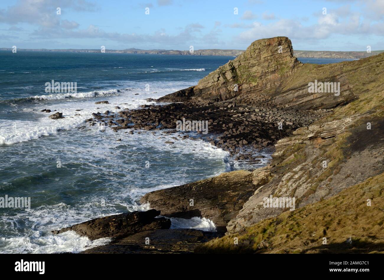 Rickets Head coastal headland on the Pembrokeshire coast path walk ...
