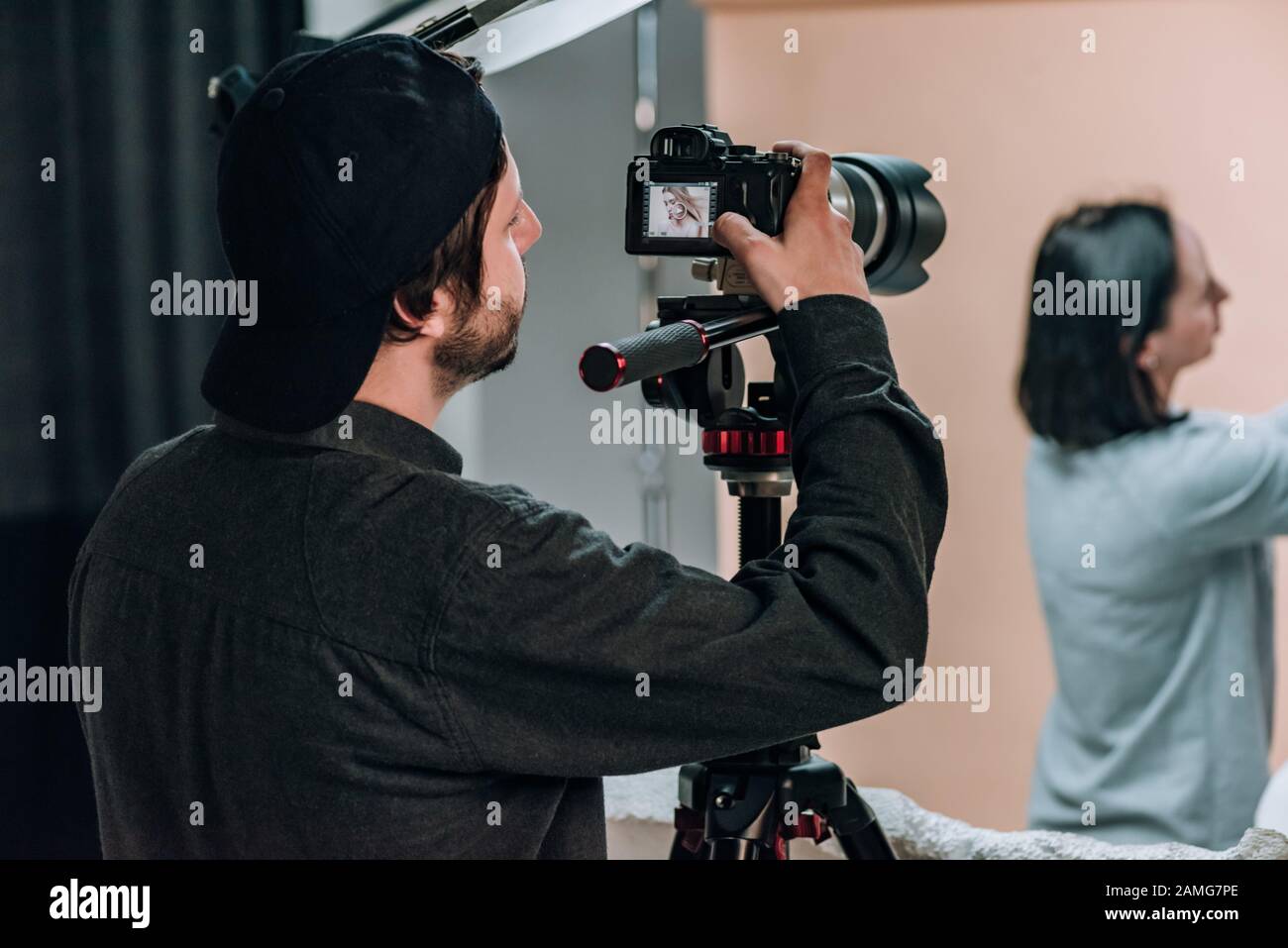 Professional photographer model assistant digital hi-res stock ...