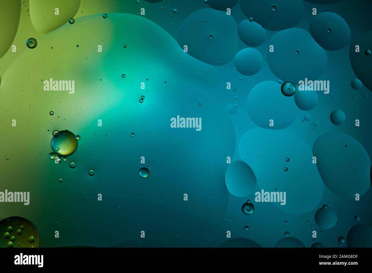 Beautiful abstract turquoise color background from mixed water and oil ...