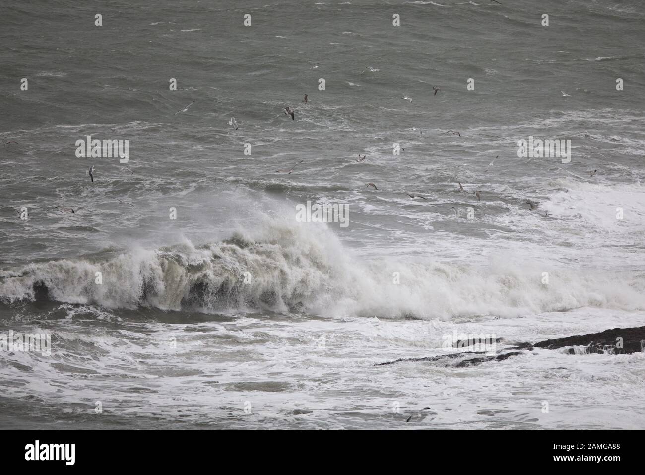 Heavy Waves Break In County Cork Ireland Stock Photo - Alamy