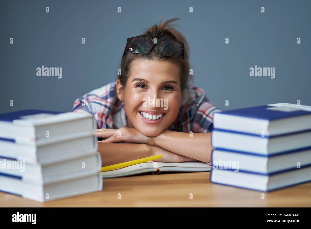 Female student learning at home Stock Photo - Alamy