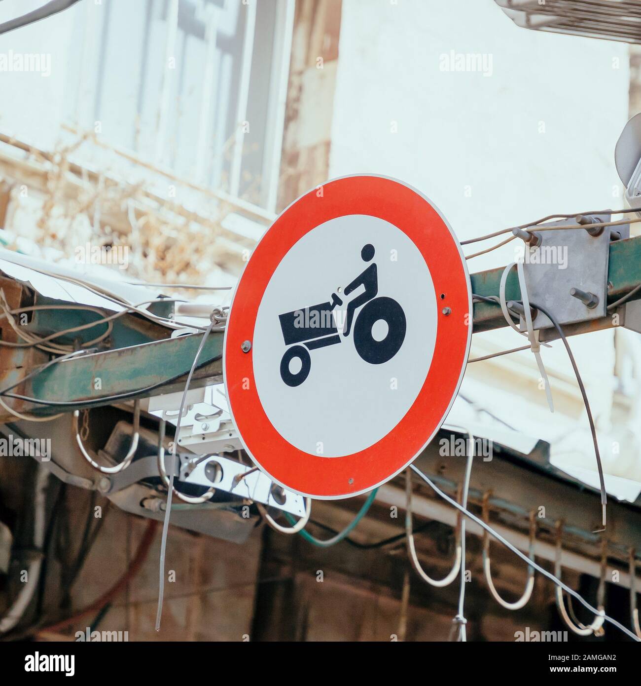 Tractor caution and warning sign, transportation sign with tractor ...