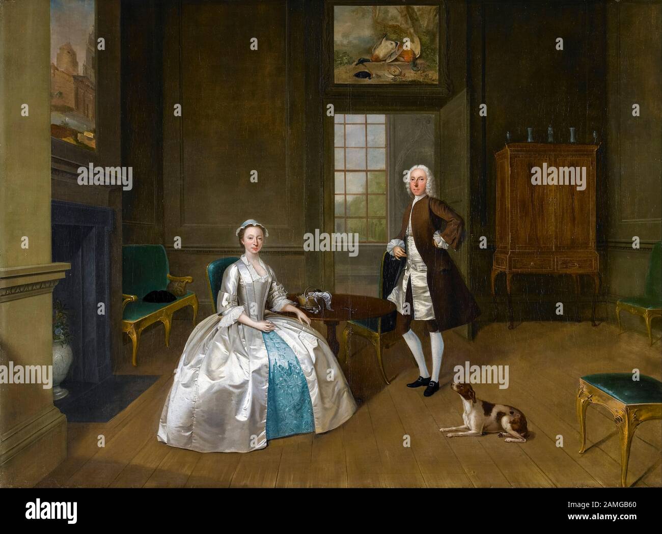 Arthur Devis, Mr and Mrs Atherton, portrait painting in oil on canvas ...