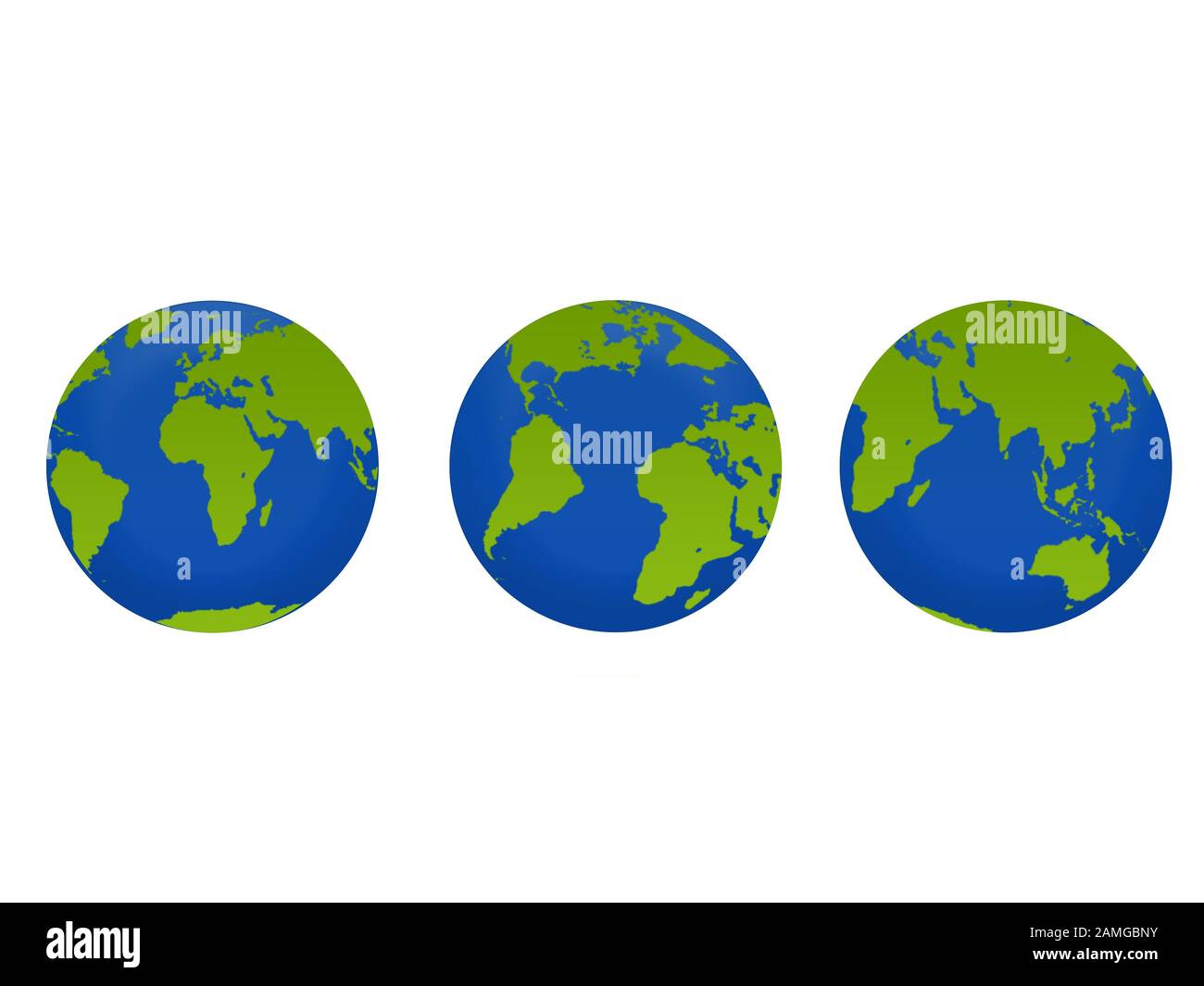 different earth globes isolated on white background Stock Photo - Alamy