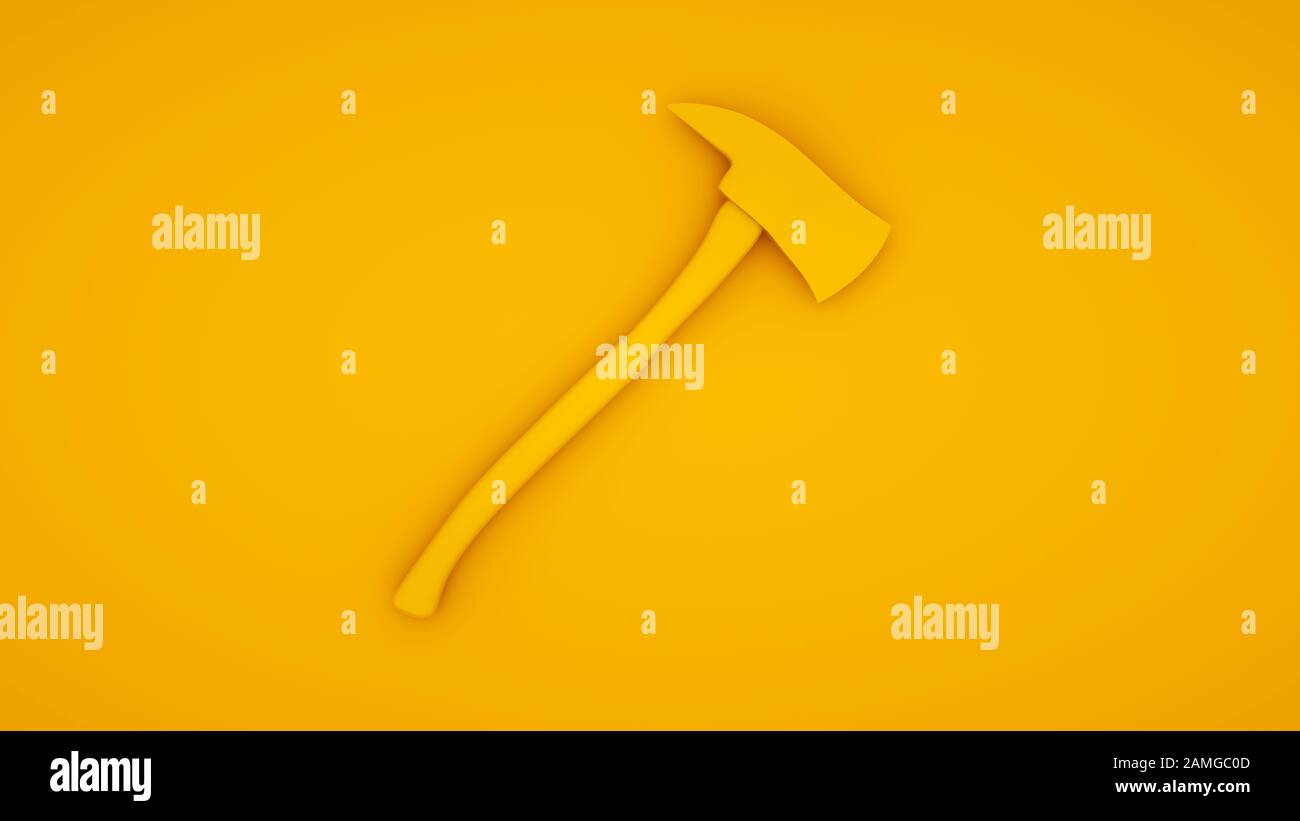 Axe on yellow background. Minimal idea concept, 3d illustration Stock ...