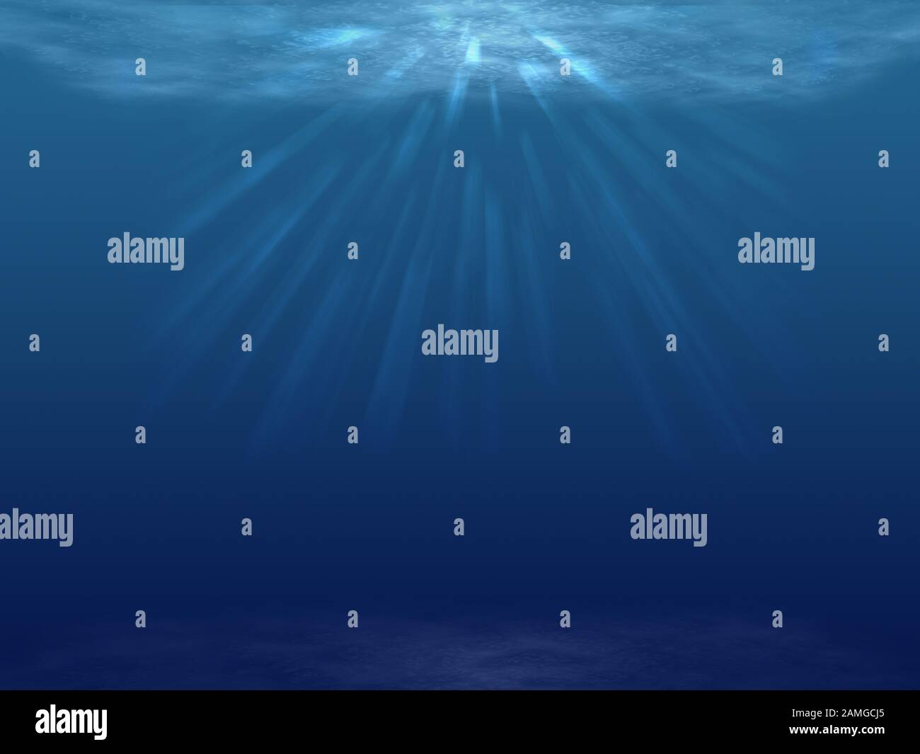 Underwater landscape with sun rays template Stock Photo - Alamy