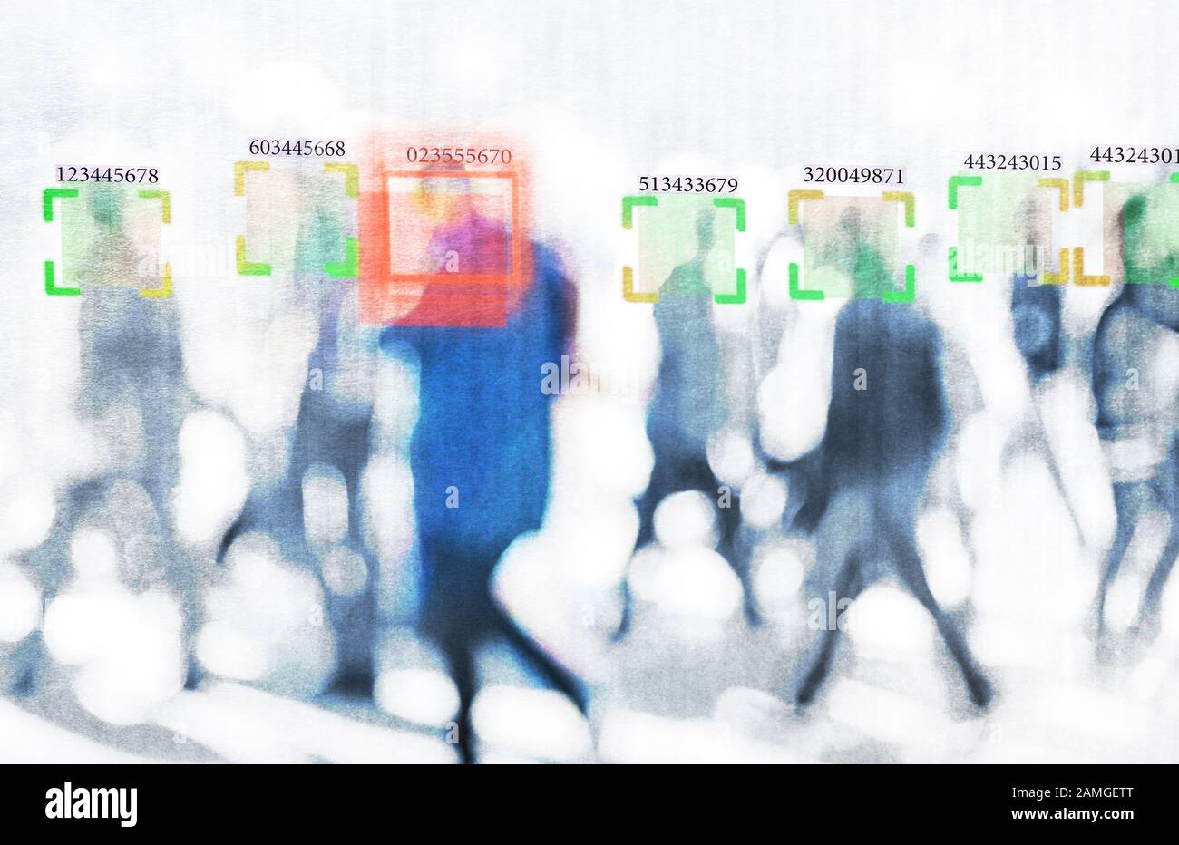 face recognition technology concept illustration of big data and ...