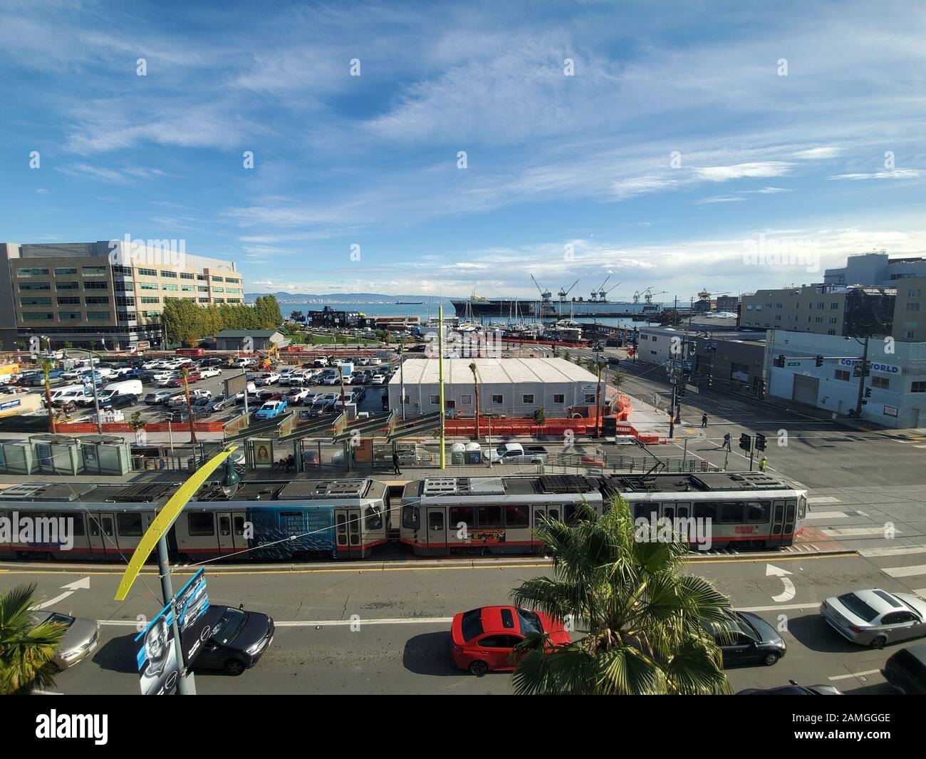 Aerial view of Mission Bay neighborhood of San Francisco, California ...