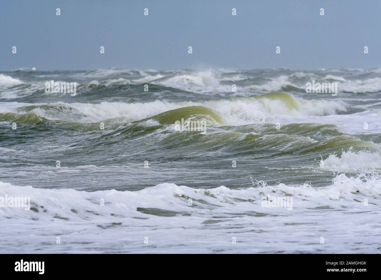 Breaking Wave, Vorupor, Nationalpark Thy, Thisted, North Sea, North ...