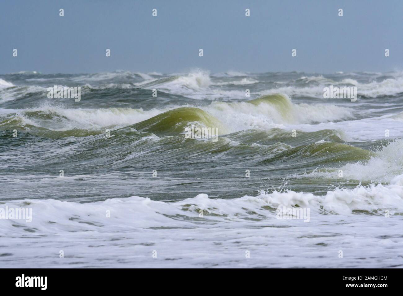 Breaking Wave, Vorupor, Nationalpark Thy, Thisted, North Sea, North ...